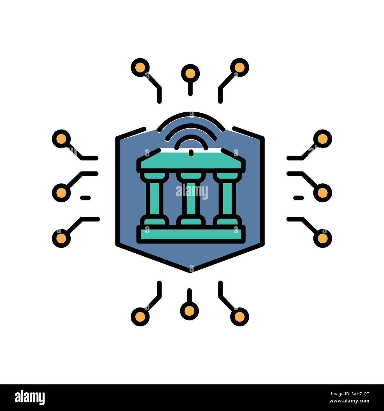 e-government color line icon for digital and print projects. Minimal ...