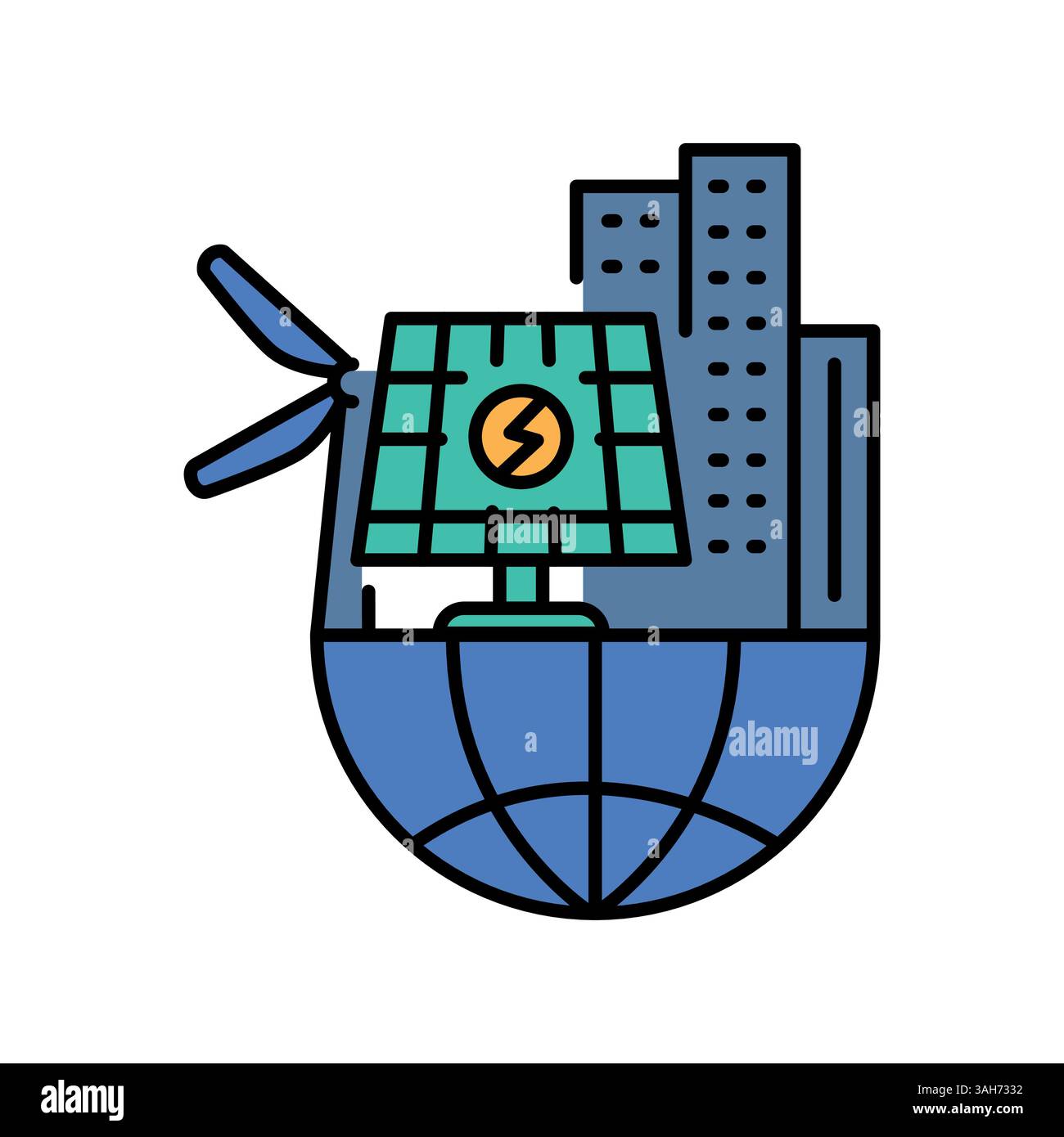Smart cities color flat icon for digital and print projects. Minimal ...