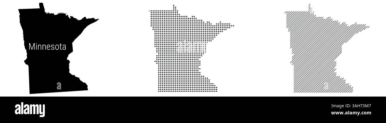 Minnesota detailed silhouette map, dotted pattern and slanted parallel ...