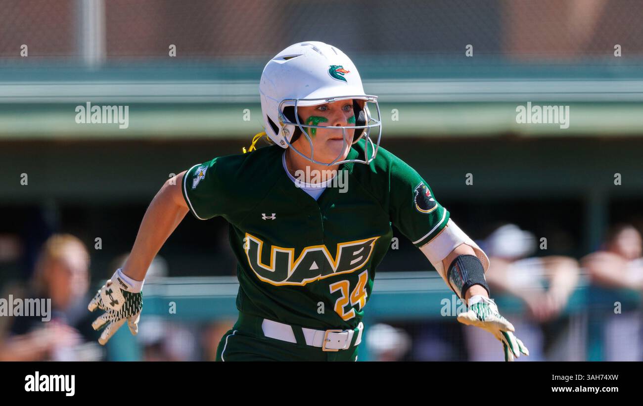 UAB outfielder Hannah Miles (24) during an NCAA softball game on ...