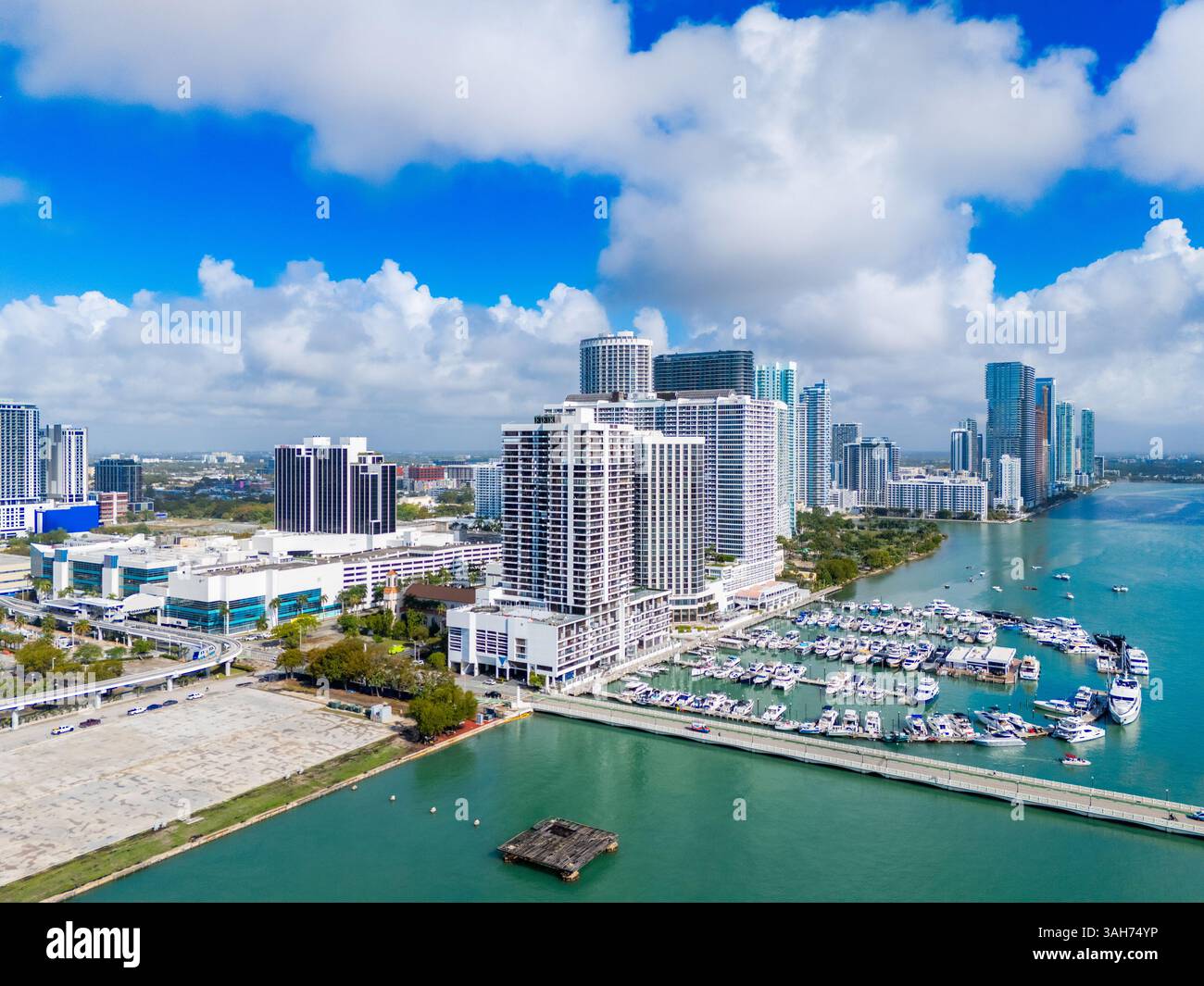 Aerial view of Edgewater Miami seen from Biscayne Bay Stock Photo - Alamy