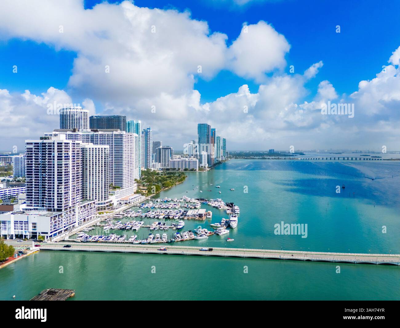 Aerial view of Edgewater Miami seen from Biscayne Bay Stock Photo - Alamy