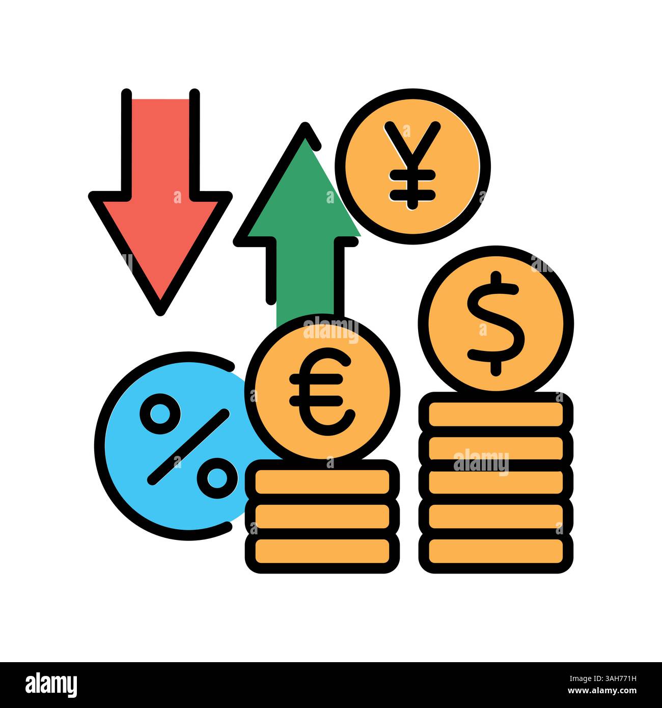 devaluation color line icon for digital and print projects. Minimal ...
