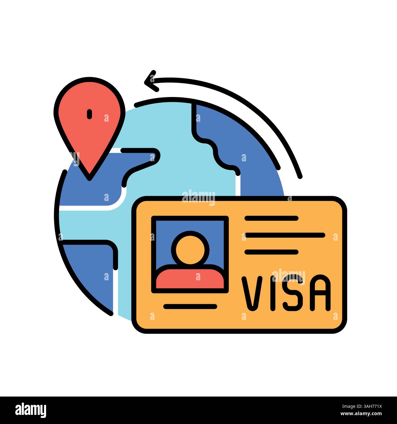 Immigration color line icon for digital and print projects. Minimal ...