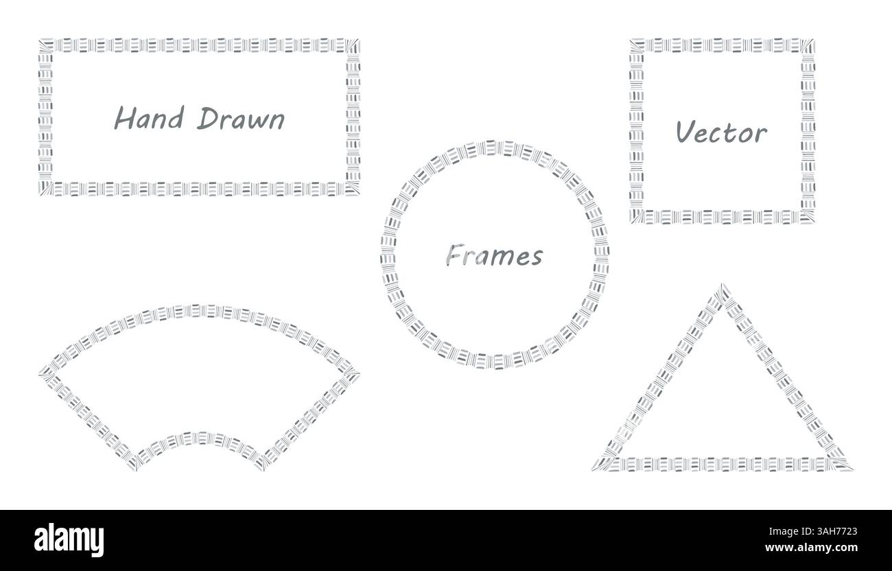 Frame outline set. Hand drawn decorative doodle ink brush stroke line ...