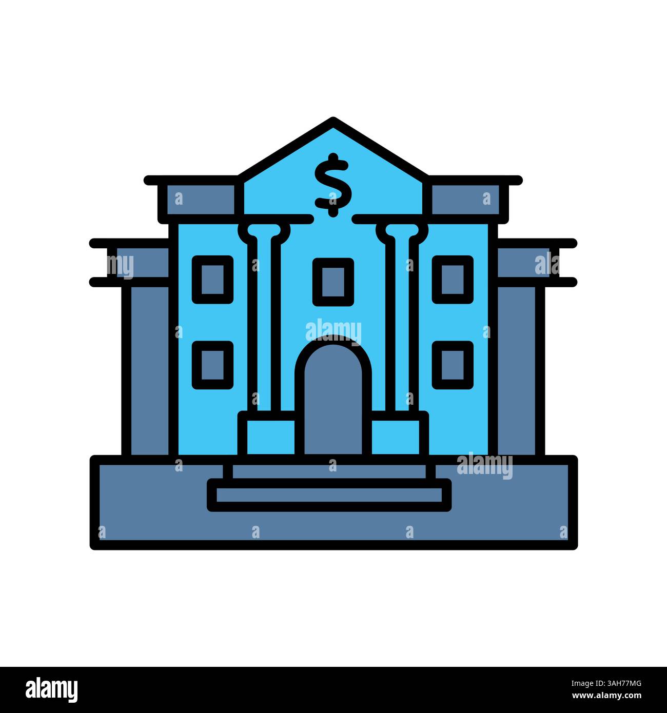 central bank color line icon for digital and print projects. Minimal ...