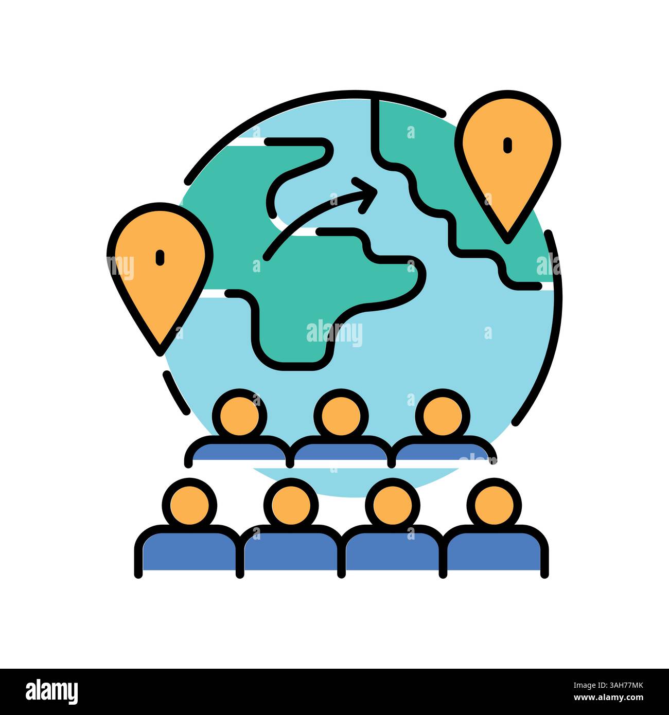 Migration color flat icon for digital and print projects. Minimal clean ...