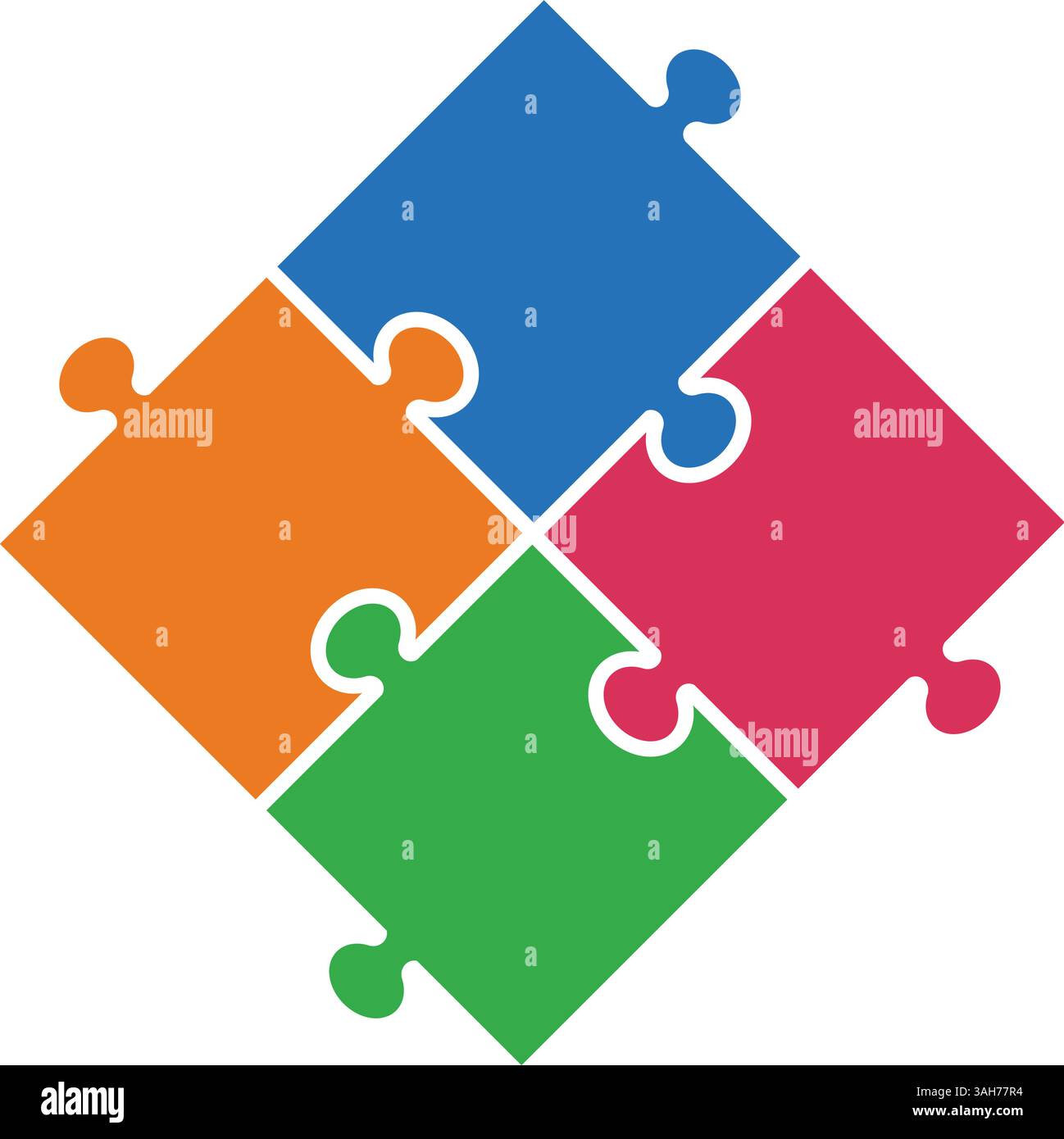 Colorful 4-Piece Puzzle Infographic Icon – Teamwork, Strategy ...