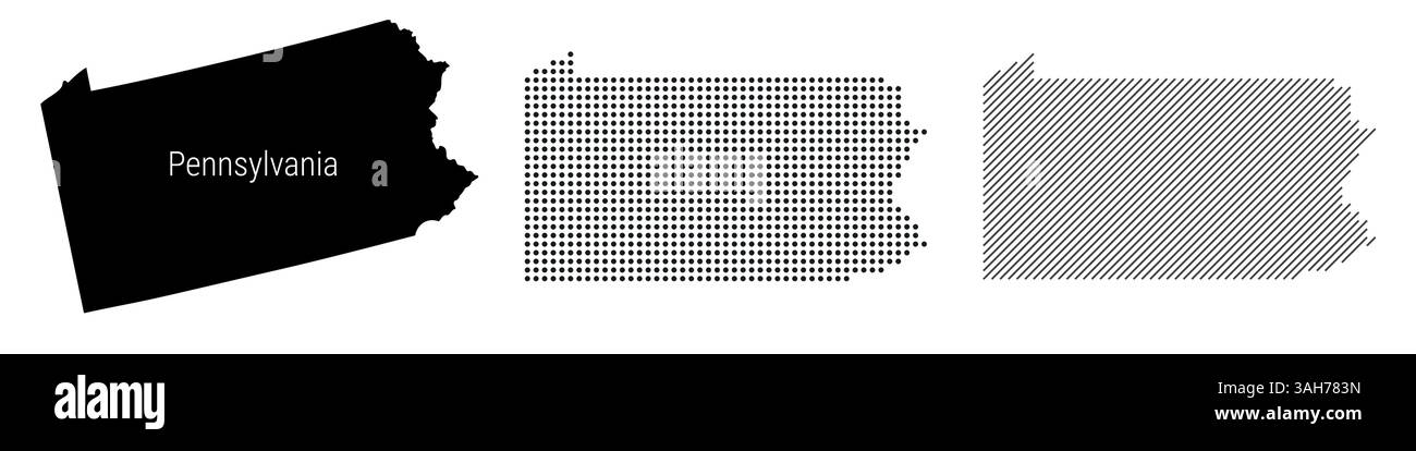 Pennsylvania detailed silhouette map, dotted pattern and slanted ...