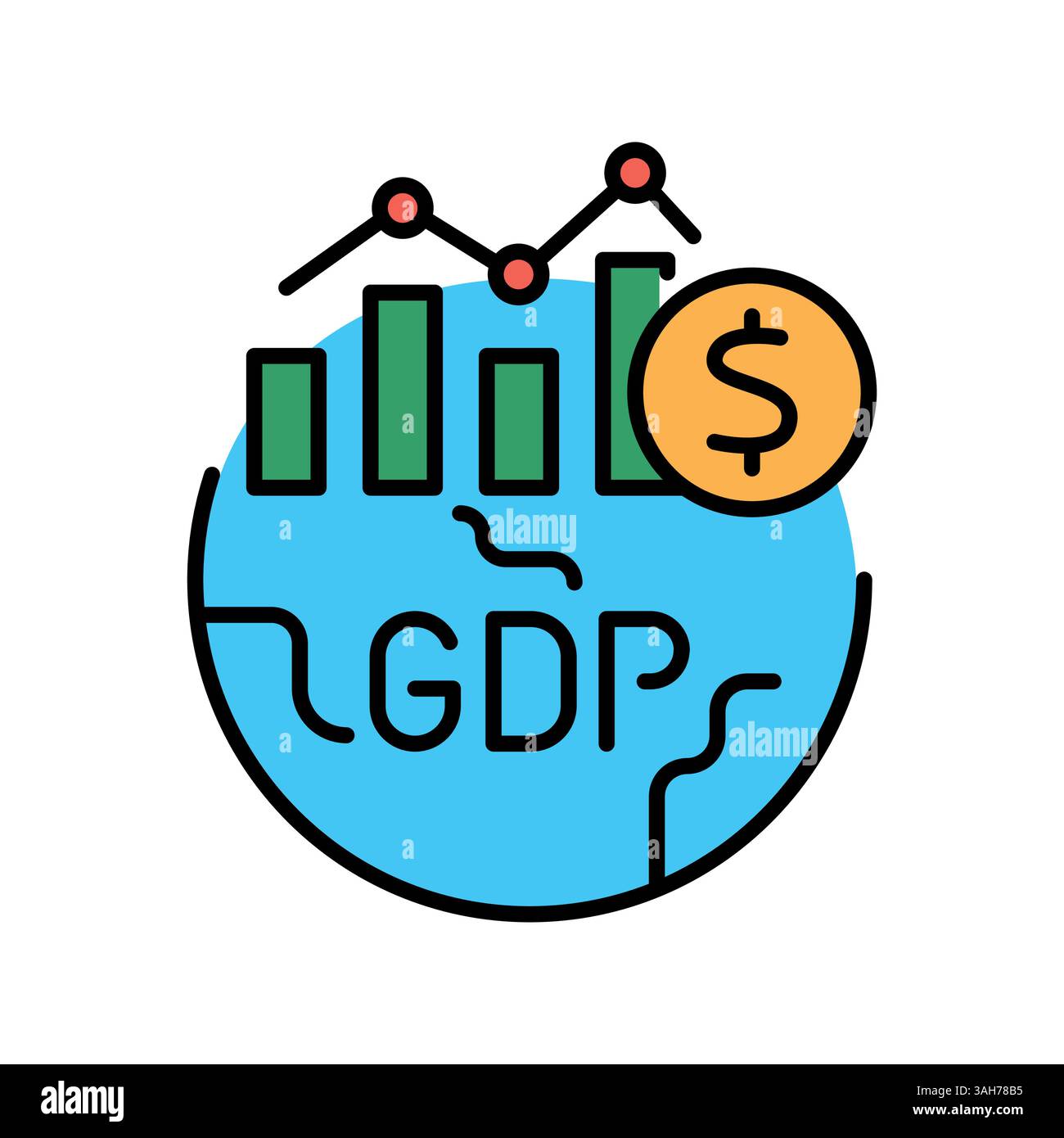 nominal GDP color line icon for digital and print projects. Minimal ...
