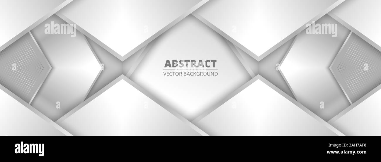 Wide 3d geometric abstract background with silver gradient triangle ...