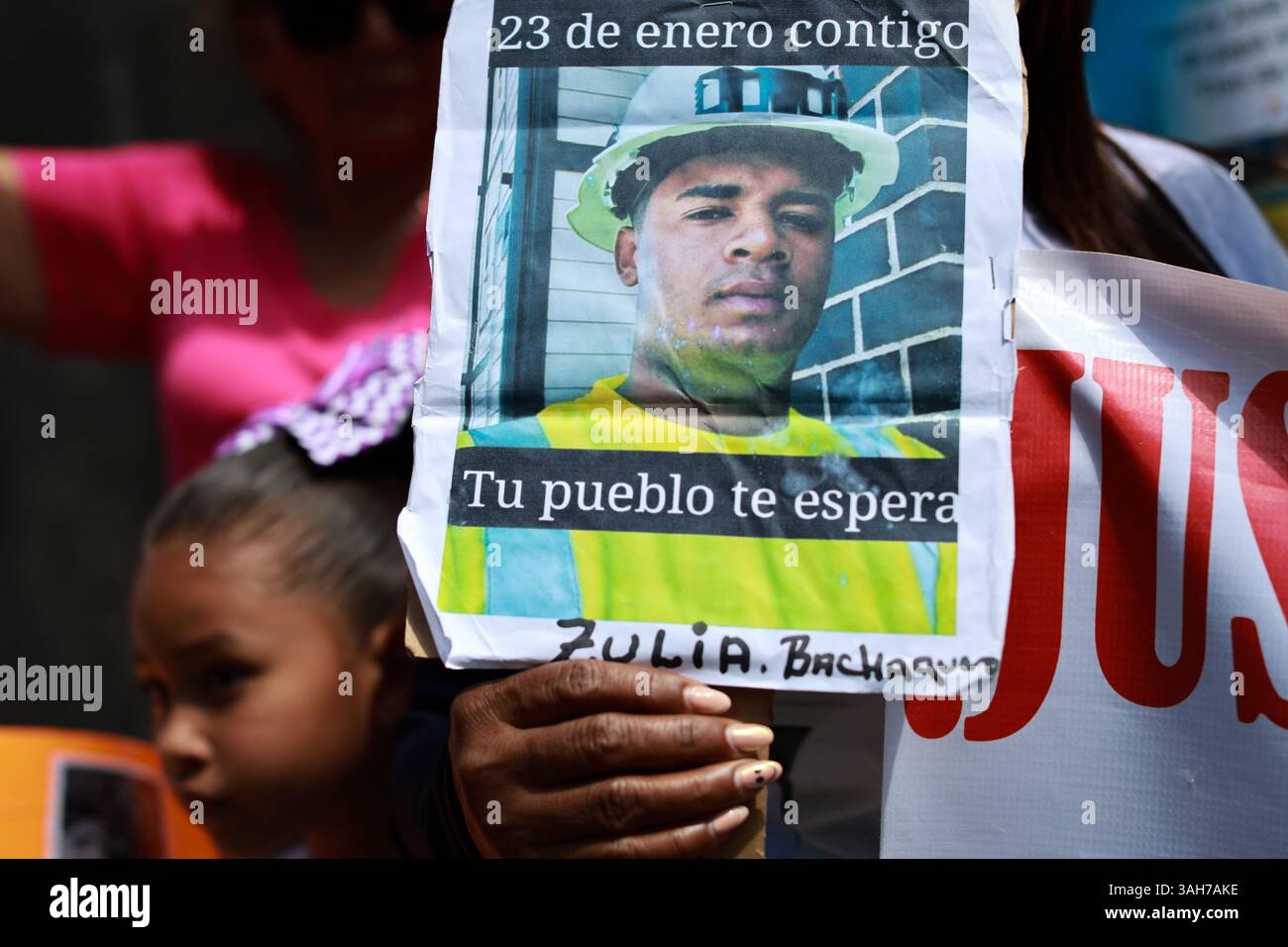 Caracas, Venezuela. 09th Apr, 2025. A woman taking part in a protest ...
