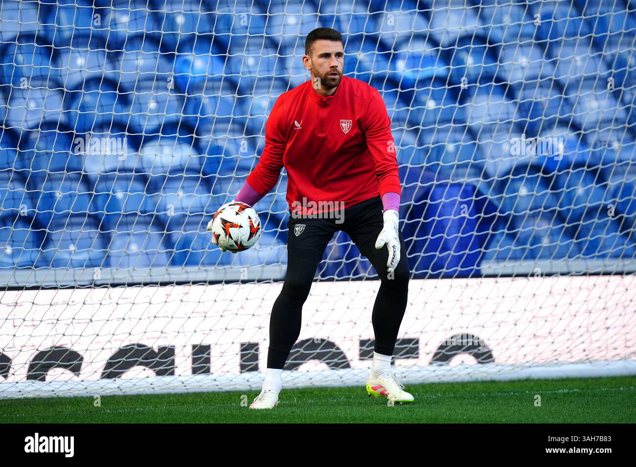 Athletic Bilbao goalkeeper Unai Simon during a training session at ...