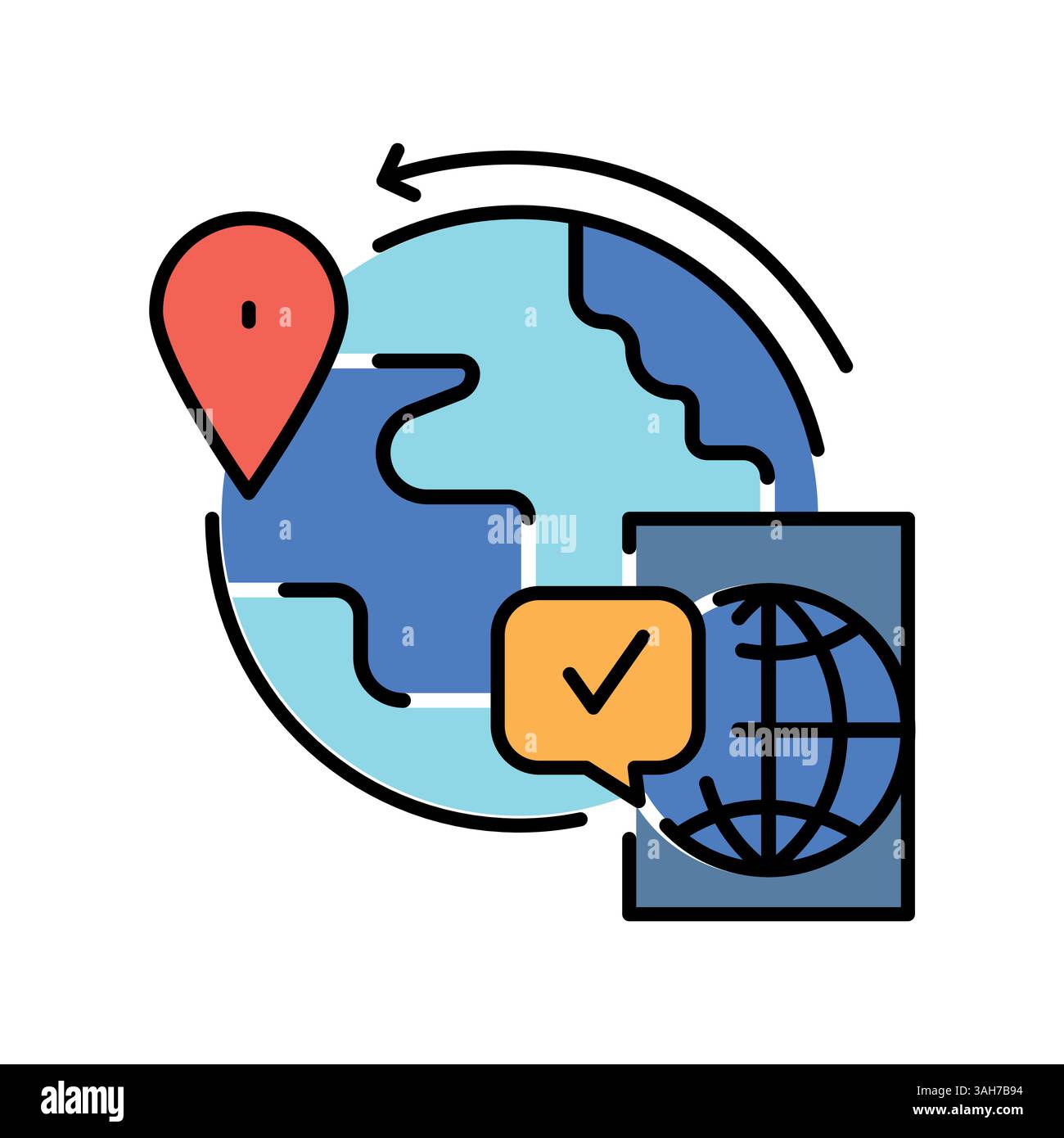 legal migration color flat icon for digital and print projects. Minimal ...