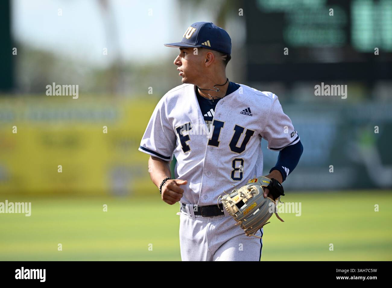 Florida International infielder Adonys Velez (8) runs during an NCAA ...