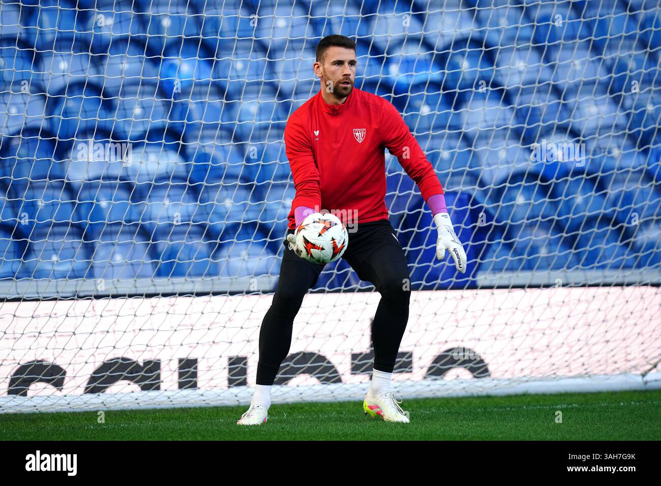 Athletic Bilbao goalkeeper Unai Simon during a training session at ...