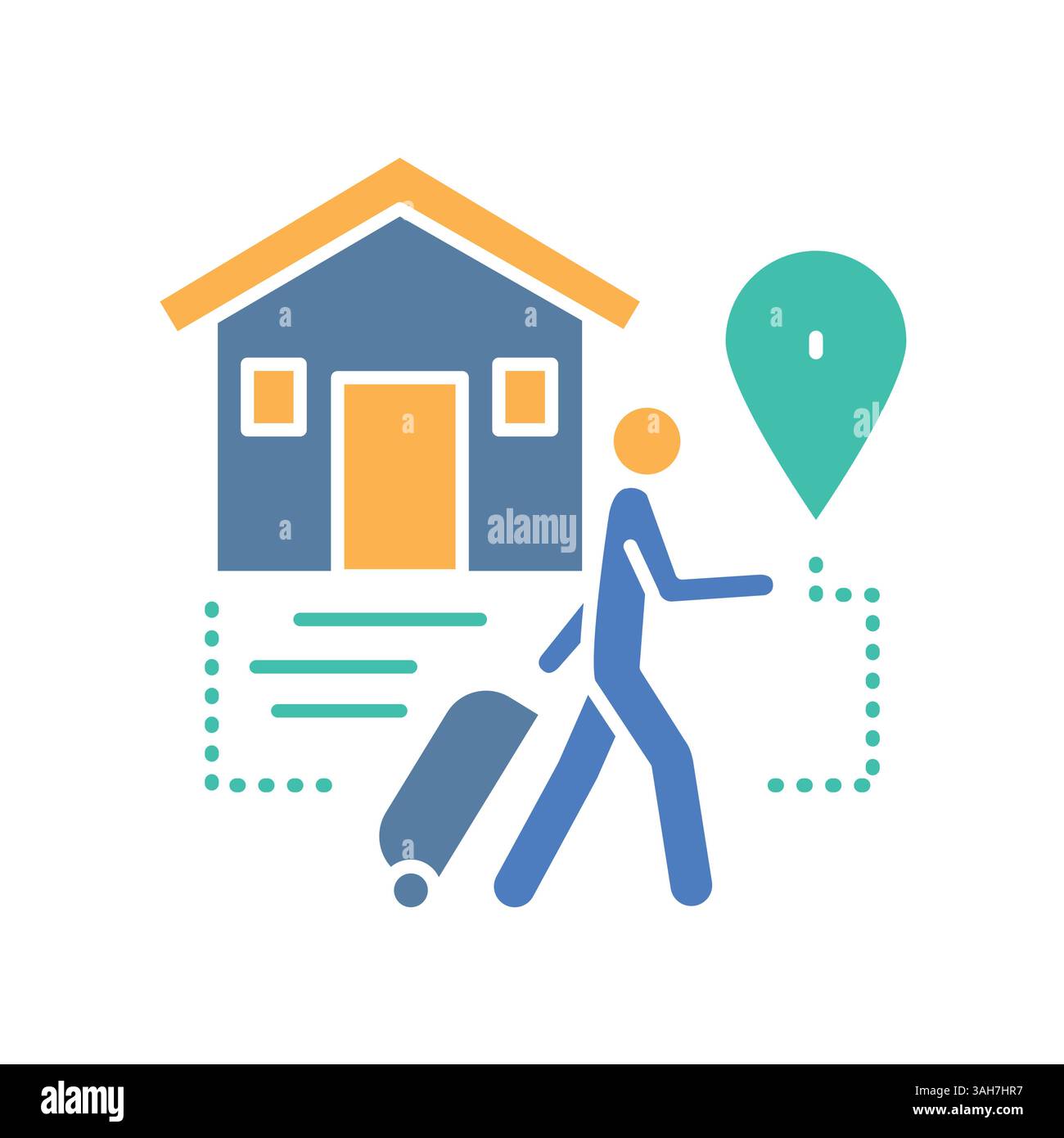 cross-border migration color flat icon for digital and print projects ...