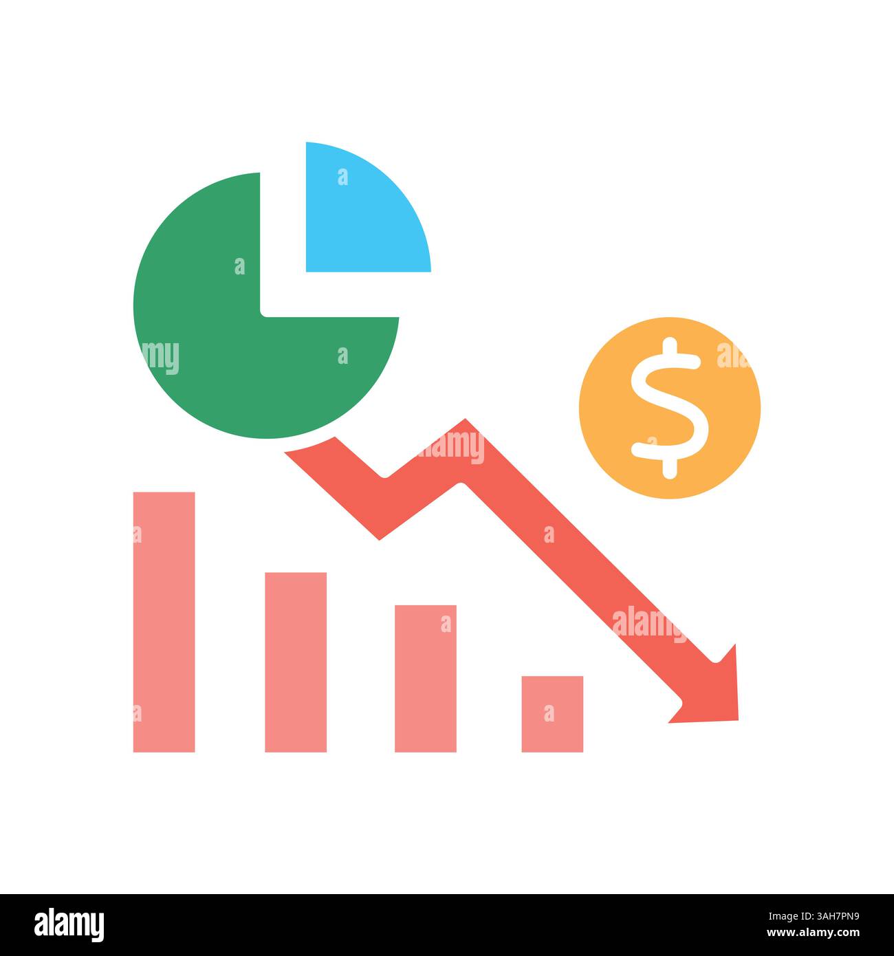 Recession color flat icon for digital and print projects. Minimal clean ...