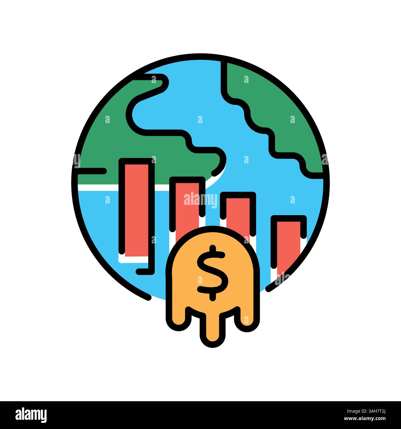 depression economy color flat icon for digital and print projects ...