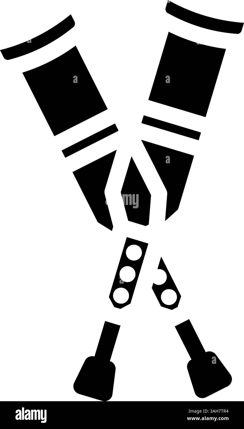 walking crutches fracture injury glyph icon vector illustration Stock ...