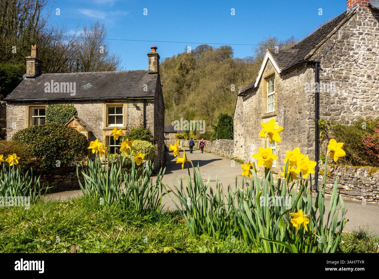 The village of Milldale in the Peak District National Park Derbyshire ...
