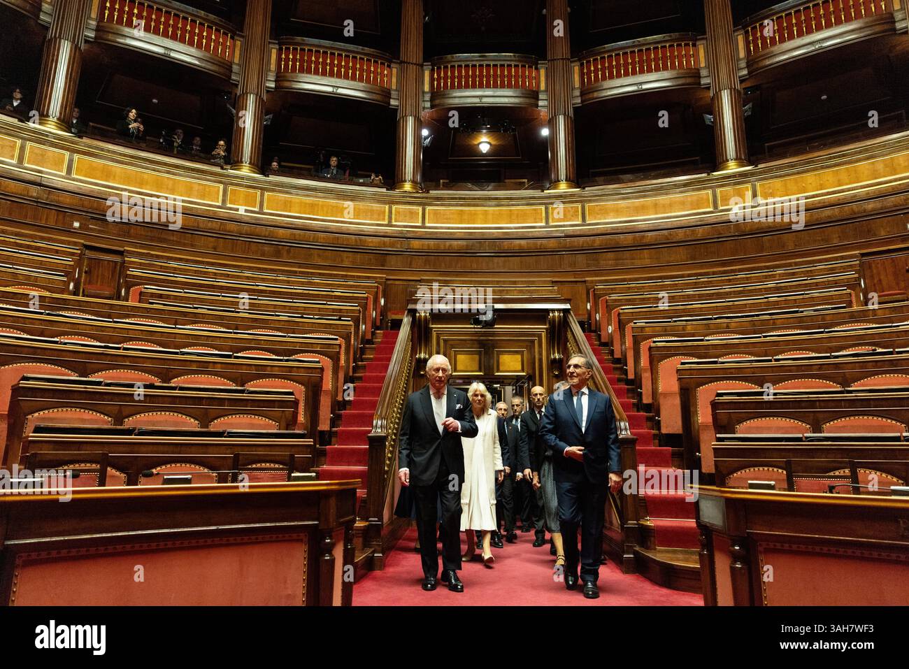 King Charles III and Queen Camilla during their visit to the Senate of the Republic, on the ...