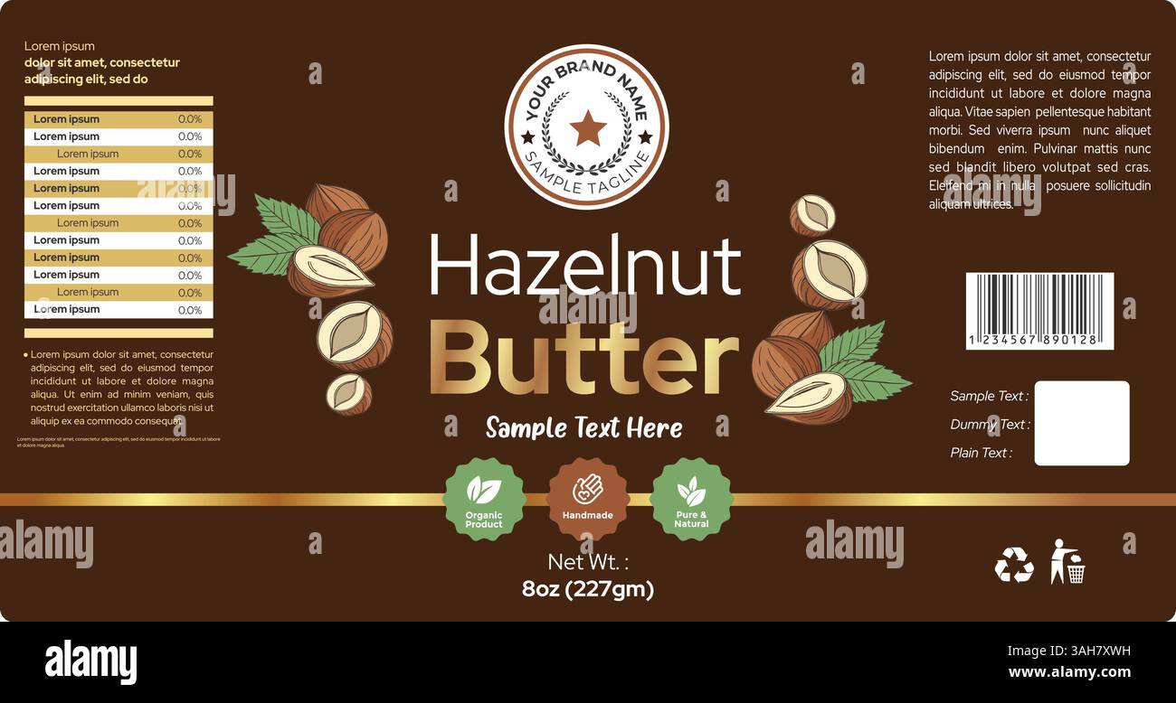 Premium Hazelnut Butter Label Design, Organic Nut Spread Packaging ...
