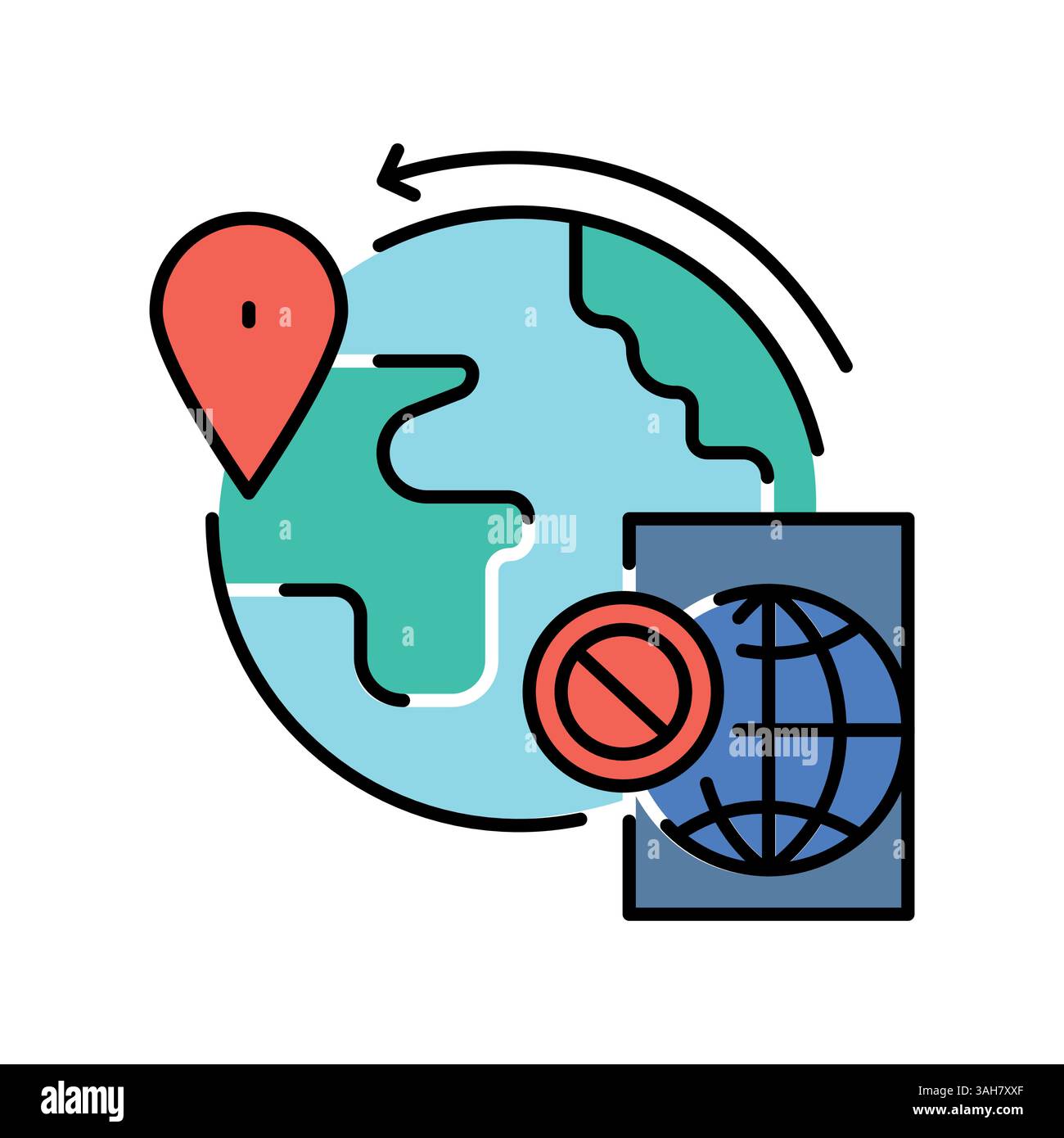 deportation color flat icon for digital and print projects. Minimal ...