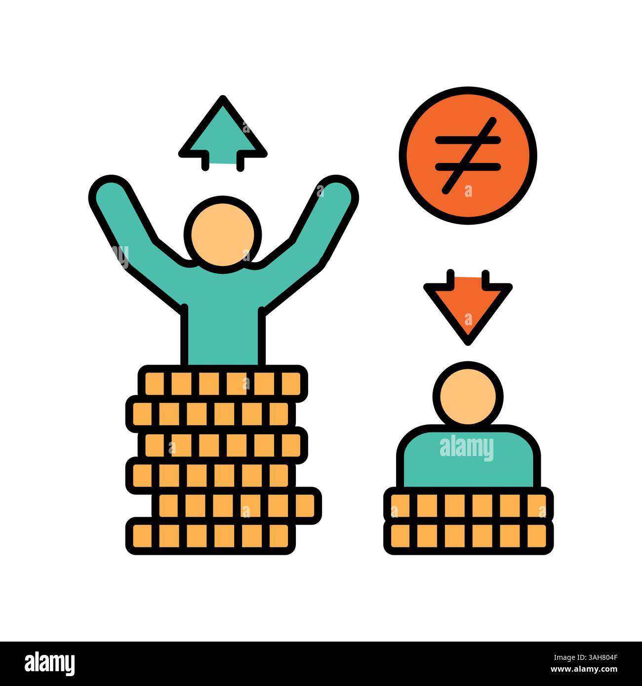 Economic inequality color line icon for digital and print projects ...