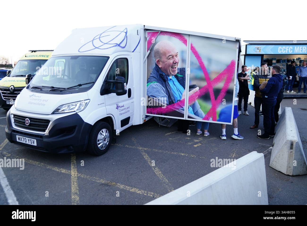 A Mind mental health charity mobile outreach vehicle before the Sky Bet ...