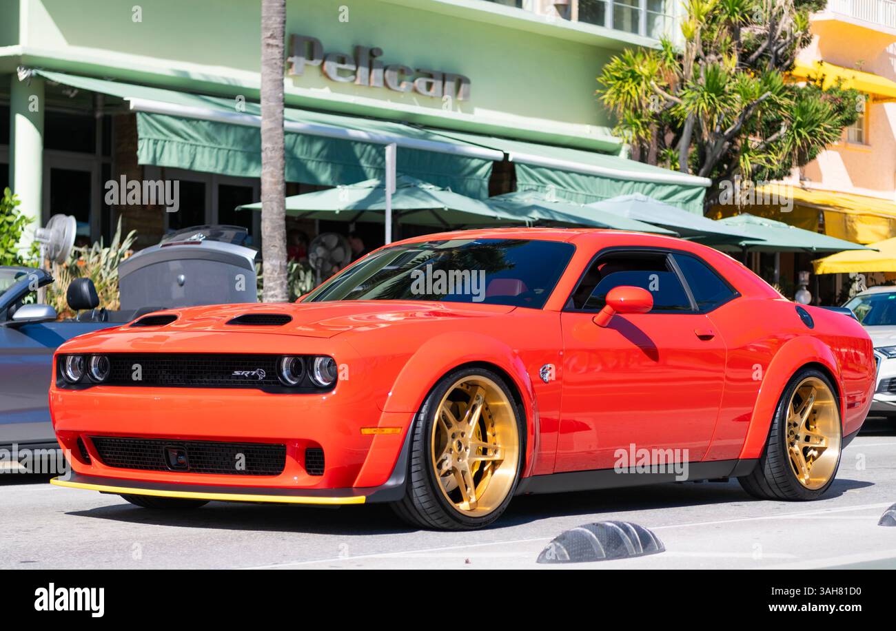 Miami, Florida, USA - November 24, 2024: 2018 Dodge Challenger SRT ...