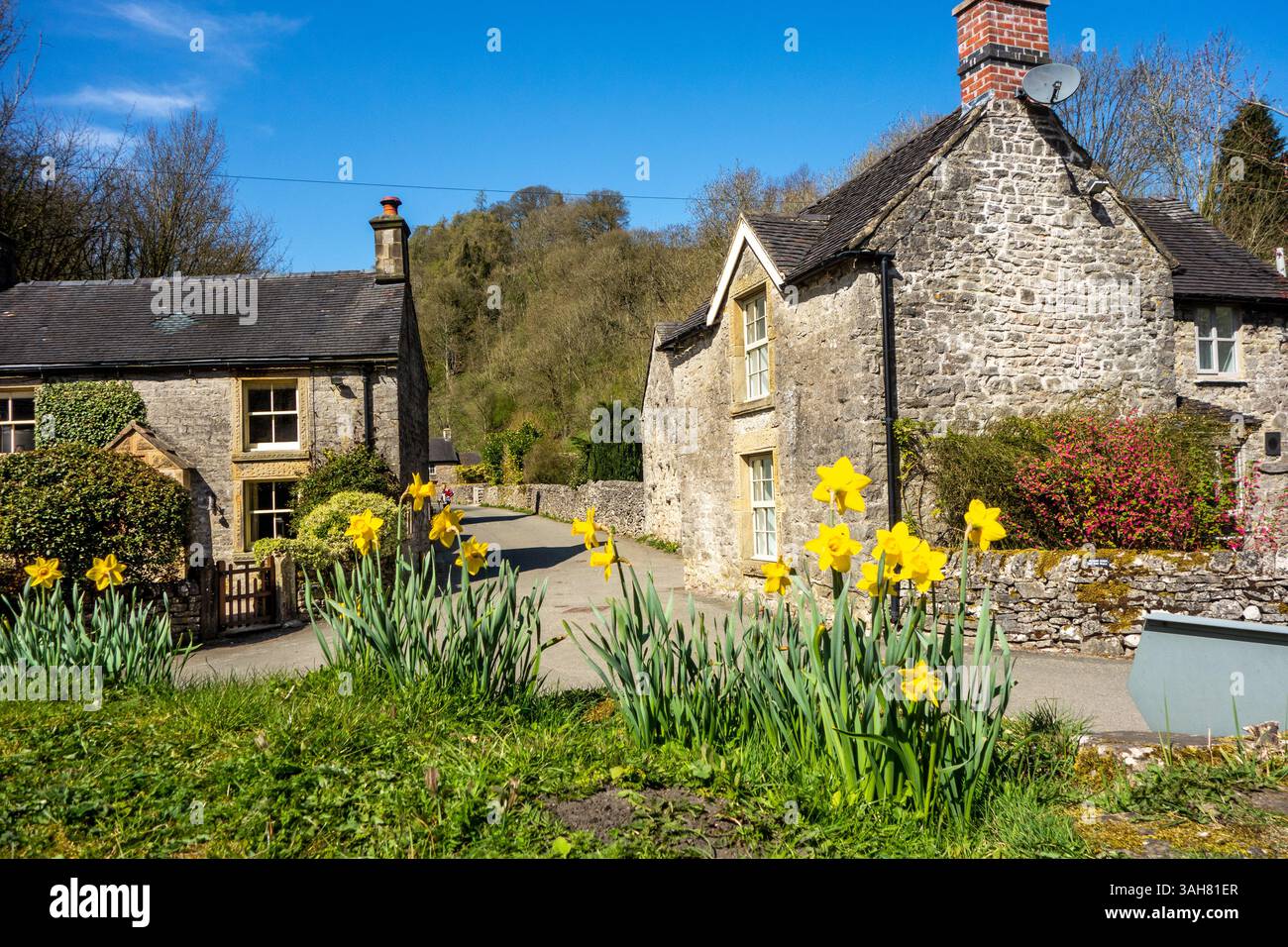 The village of Milldale in the Peak District National Park Derbyshire ...