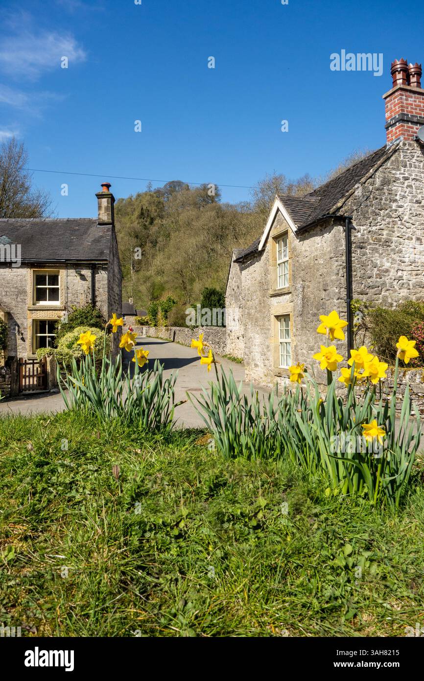 The village of Milldale in the Peak District National Park Derbyshire ...