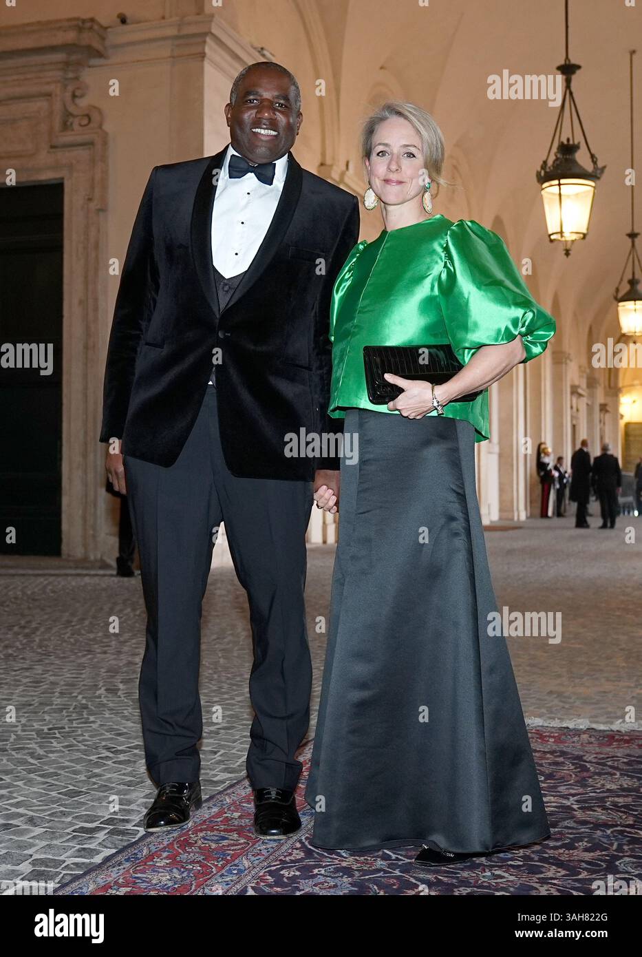 Foreign Secretary David Lammy and his wife Nicola Green attend the State Banquet at the Palazzo ...