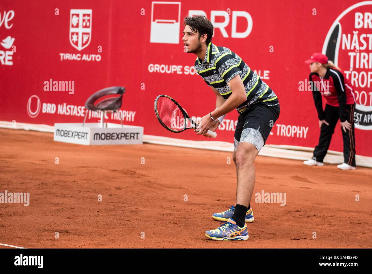 April 18, 2015: Luca George Tatomir ROU in action during the ATP ...