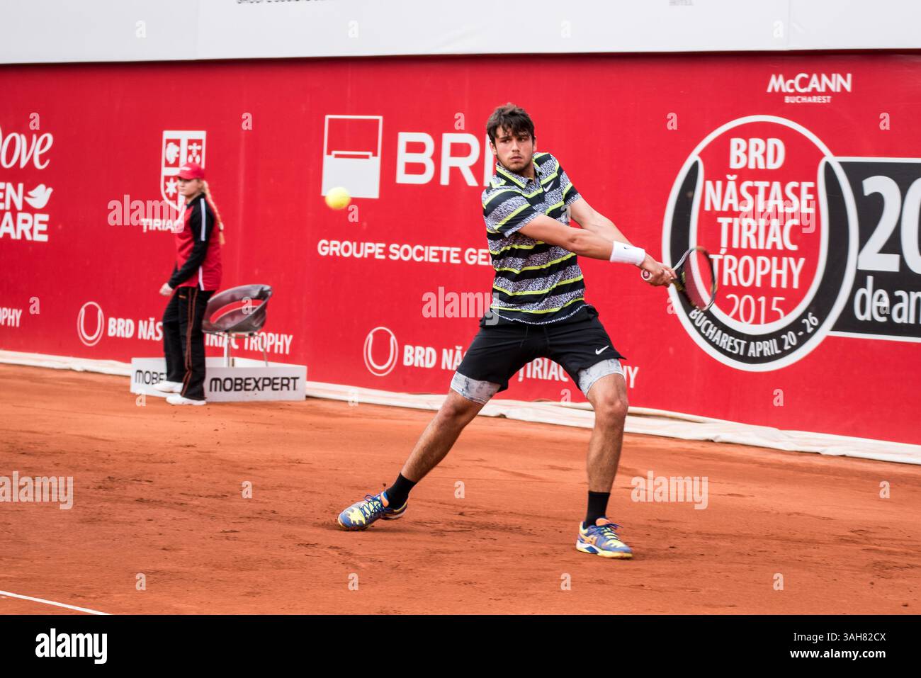 April 18, 2015: Luca George Tatomir ROU in action during the ATP ...