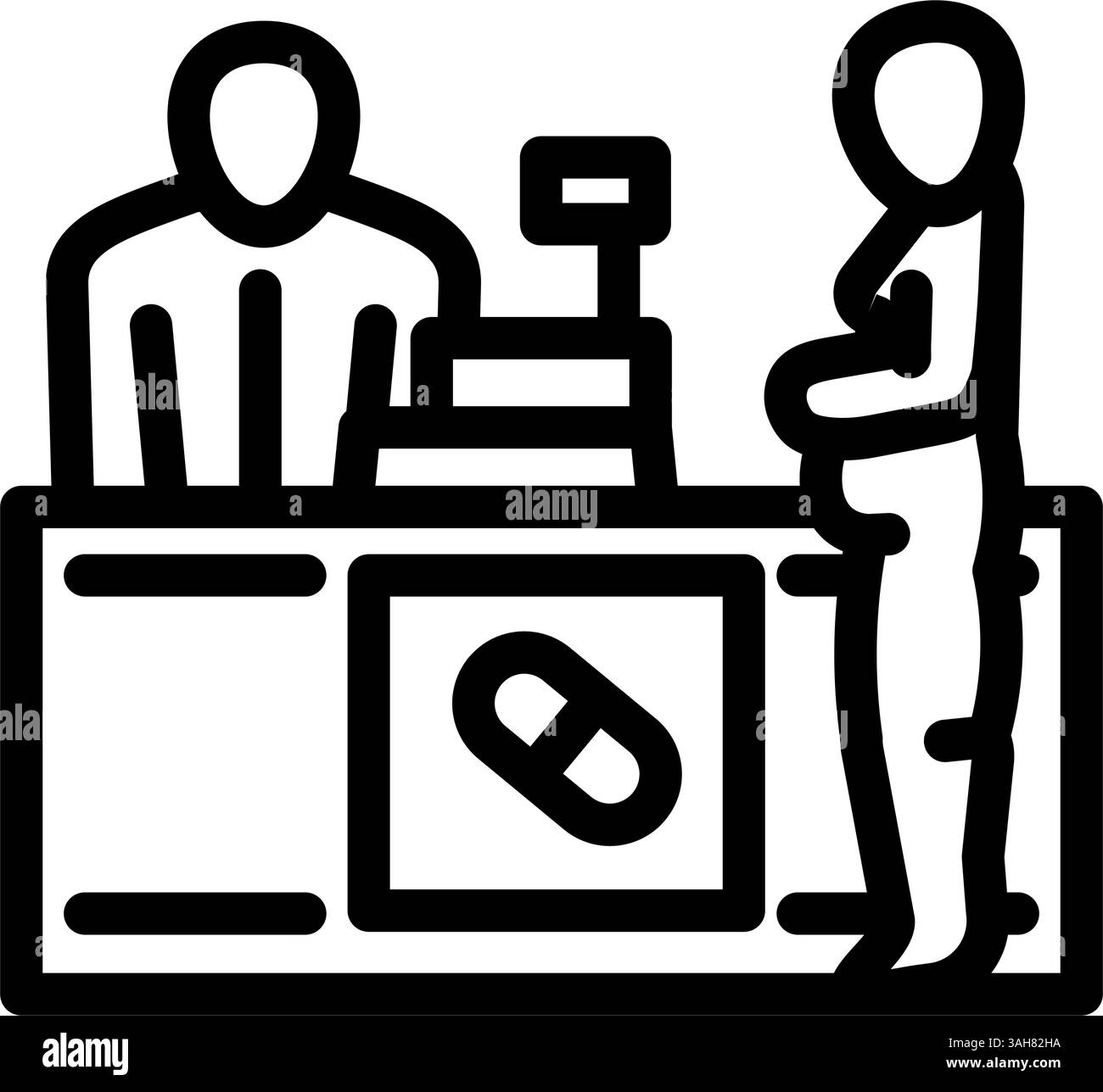 medication counseling pharmacist line icon vector illustration Stock ...