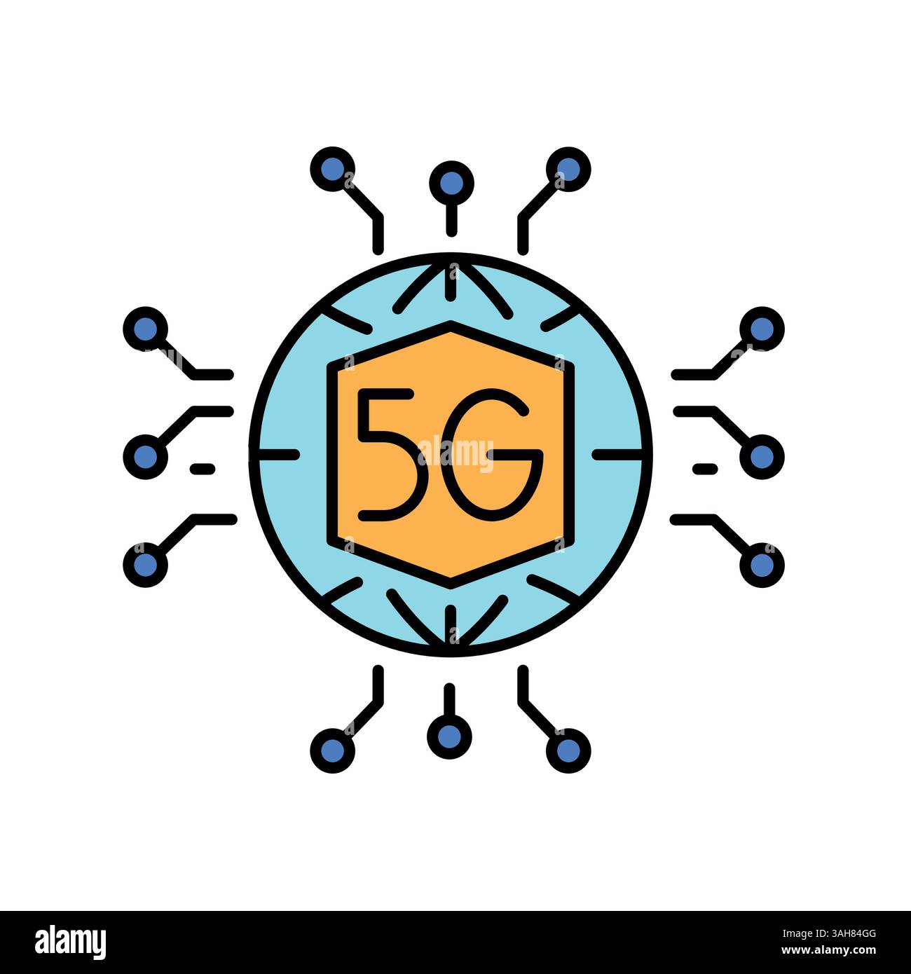 5g technology color flat icon for digital and print projects. Minimal ...