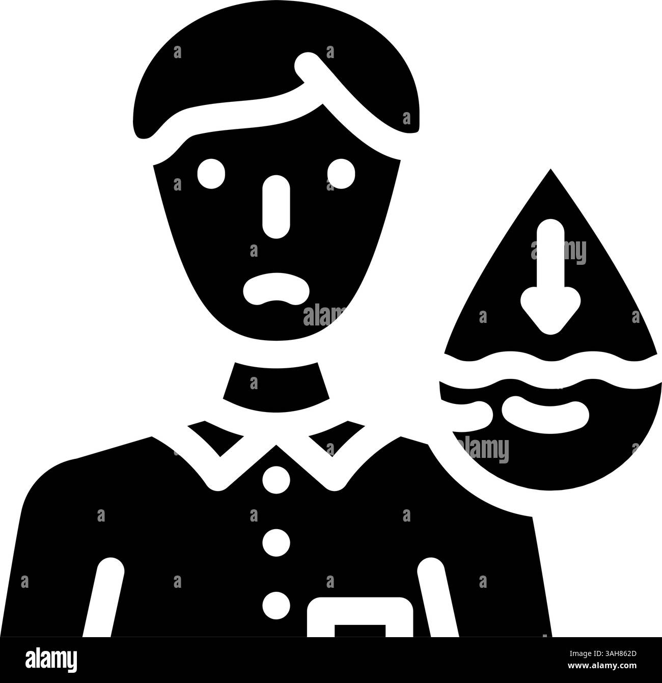 dehydration warning diarrhea glyph icon vector illustration Stock ...