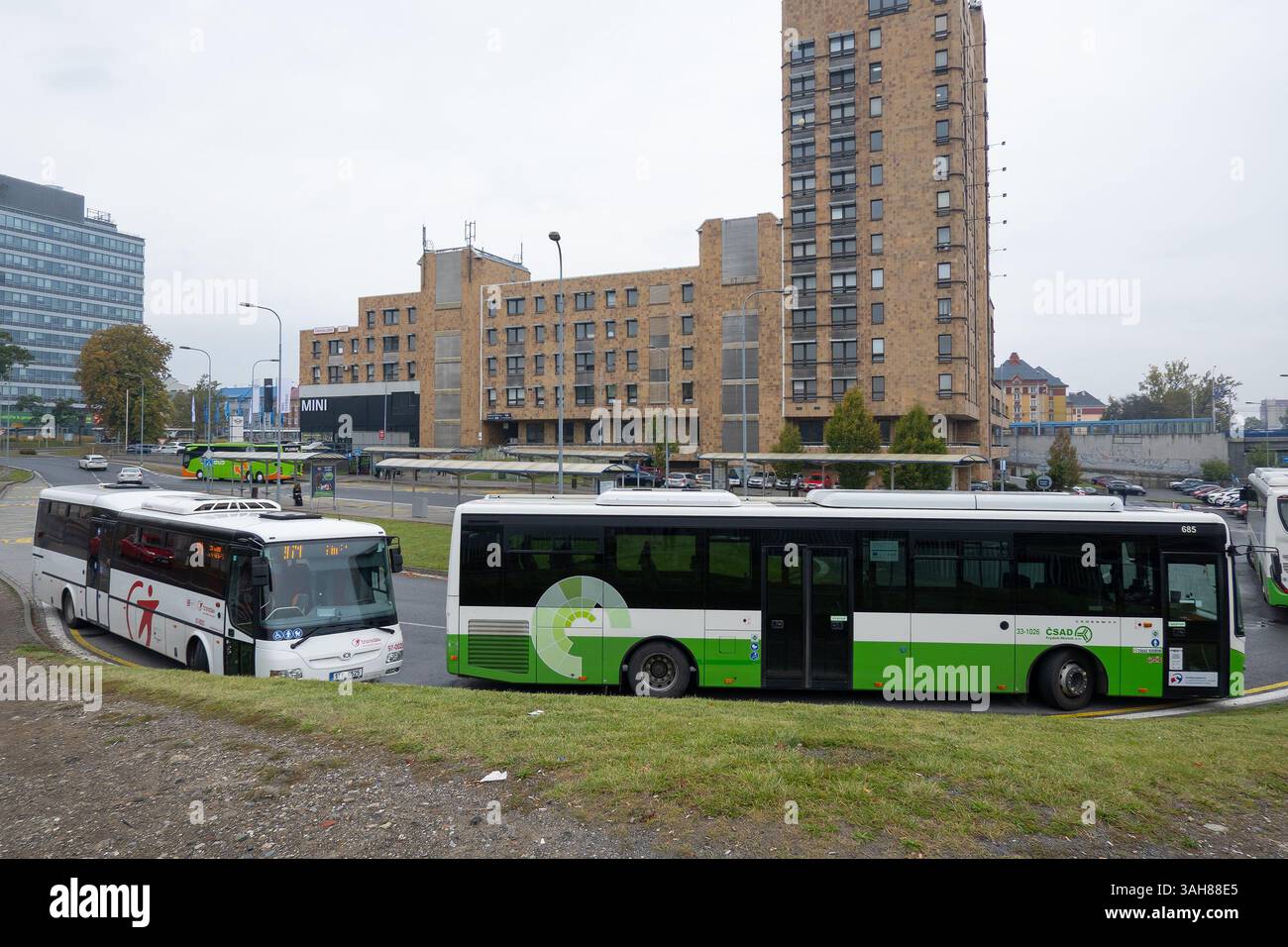 OSTRAVA, CZECHIA - OCTOBER 19, 2023: Iveco Crossway LE and SOR CN1 ...