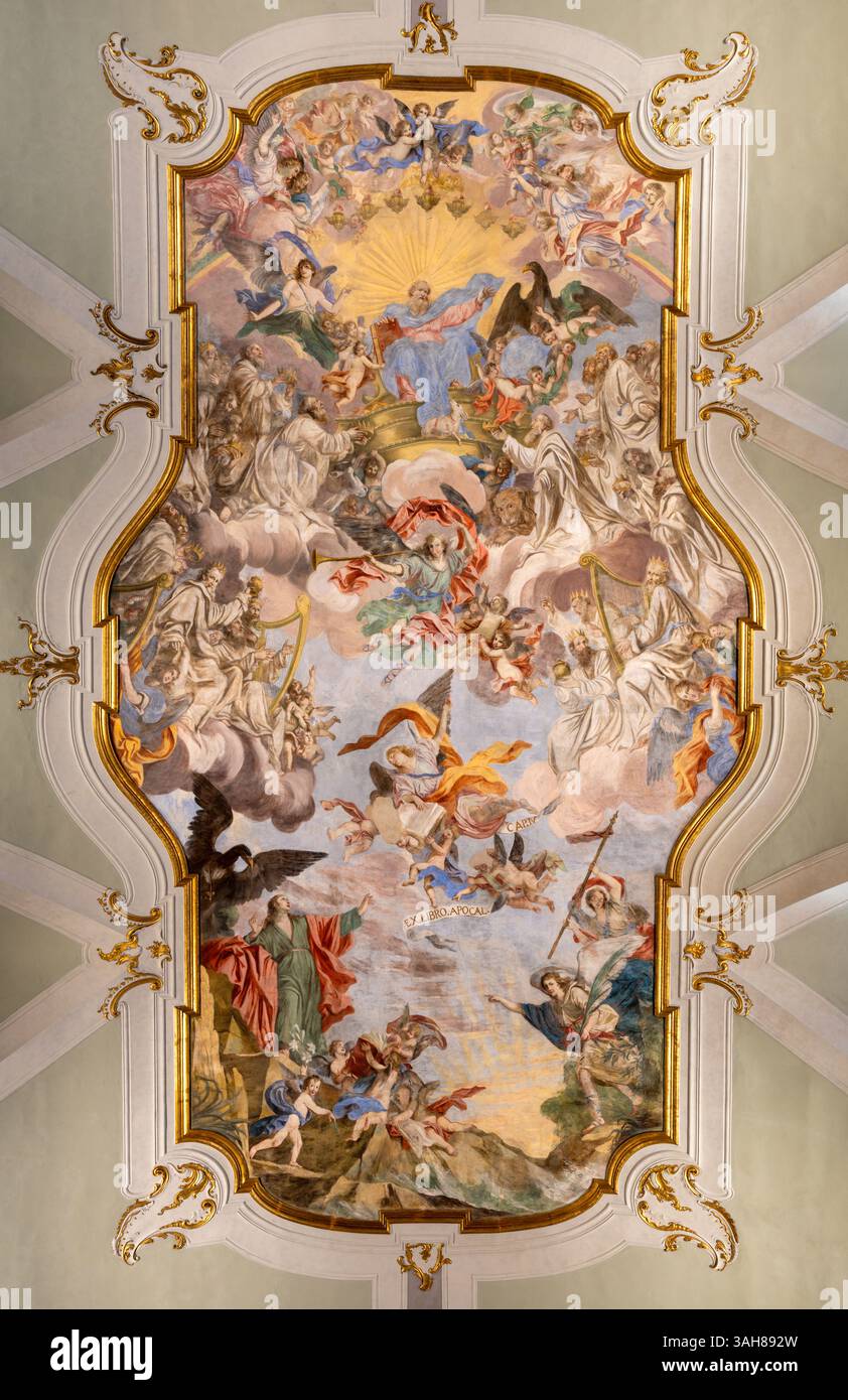 FLORENCE, ITALY - MARCH 18, 2025: The ceiling baroque fresco of God the ...