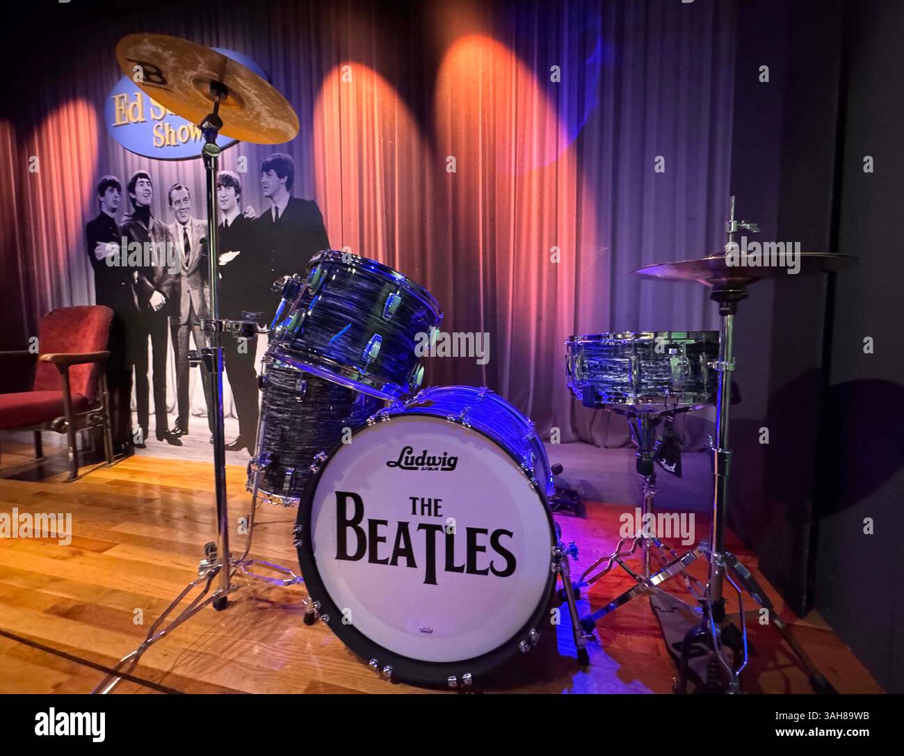 New York, New York, USA. 8th Apr, 2025. THE BEATLES replica drum kit ...