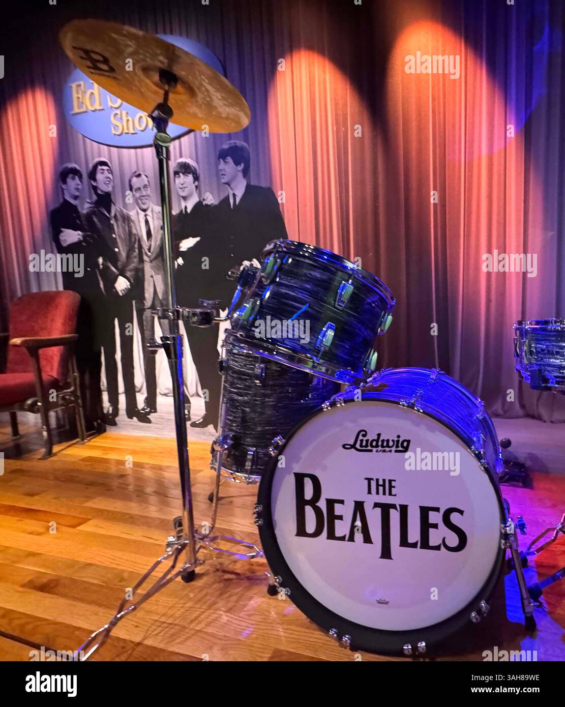 New York, New York, USA. 8th Apr, 2025. THE BEATLES replica drum kit ...