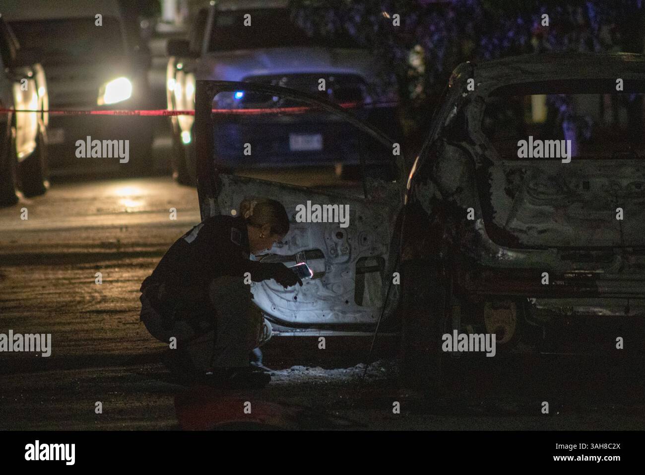 Forensic investigators work at crime scenes in Mexico, documenting ...