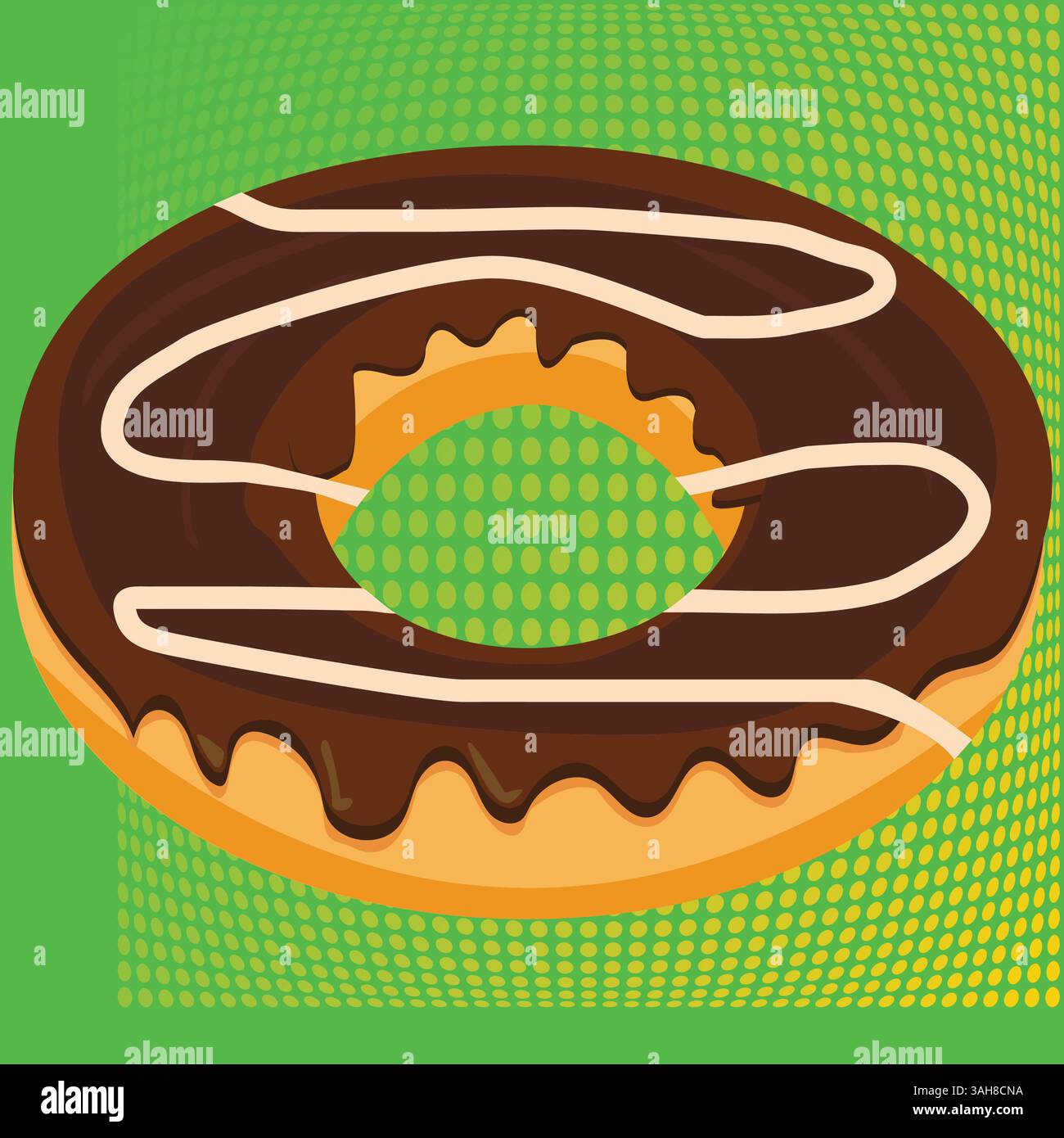 Pop Art multicolored background with chocolate donut ; vector ...