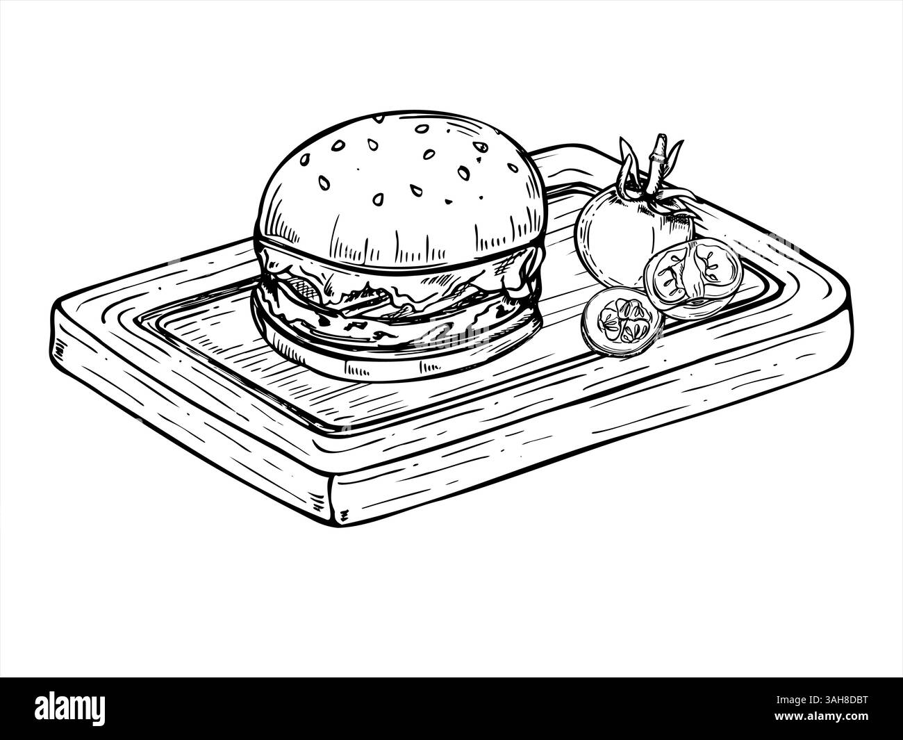 Bbq meat on wooden Black and White Stock Photos & Images - Alamy