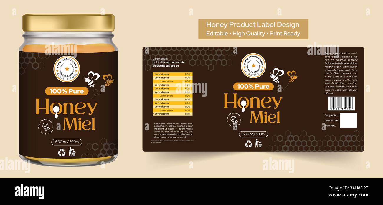 Honey label design premium quality, Honey jar product packaging design ...
