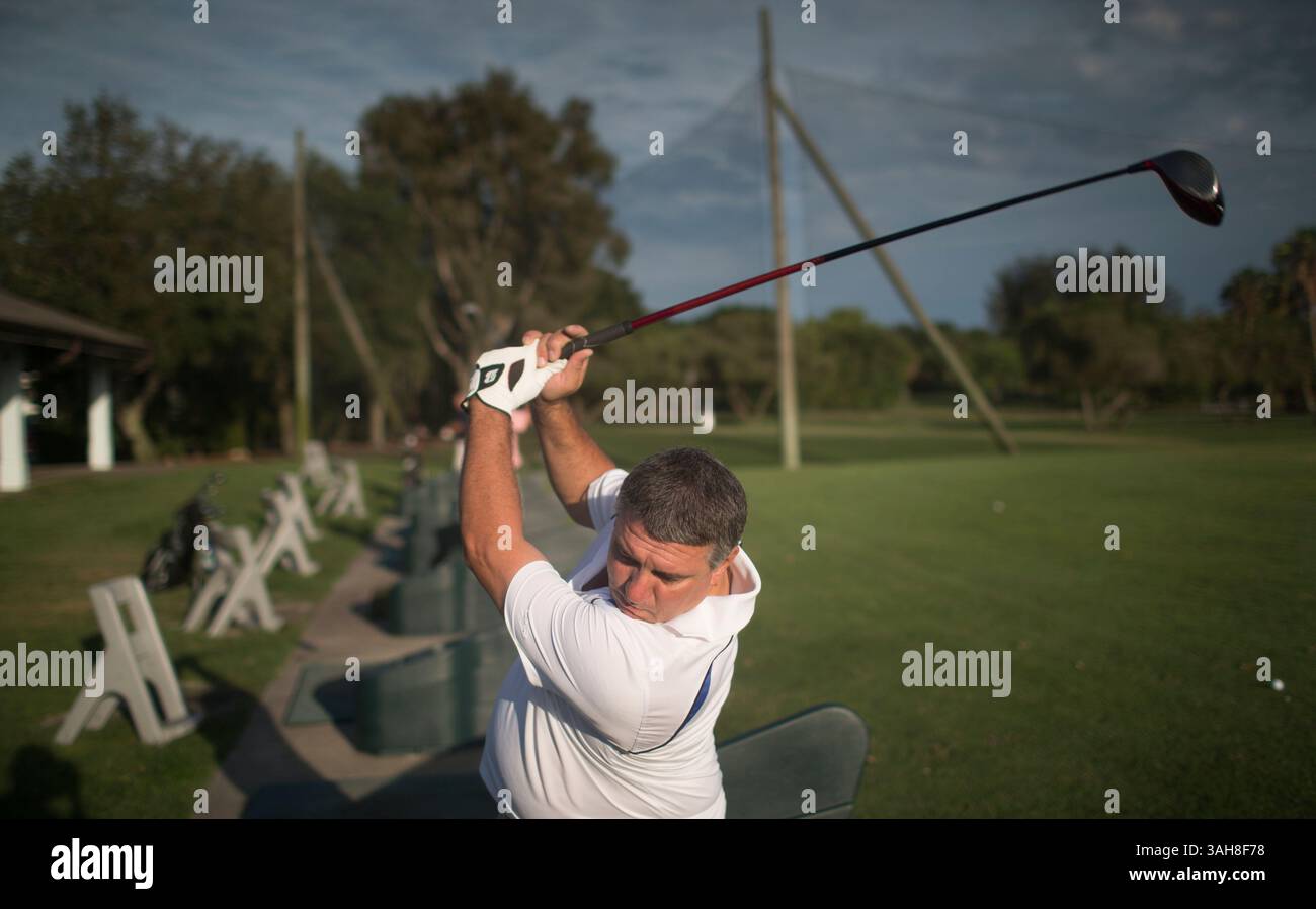 April 21, 2015 - Florida, U.S. - Louis Miller practices his swing at ...