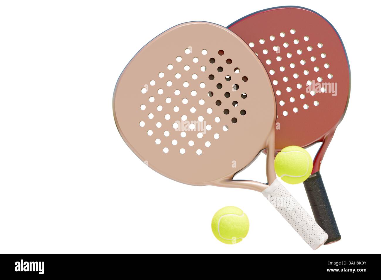 Two paddles and a yellow ball padel tennis on an isolated background ...