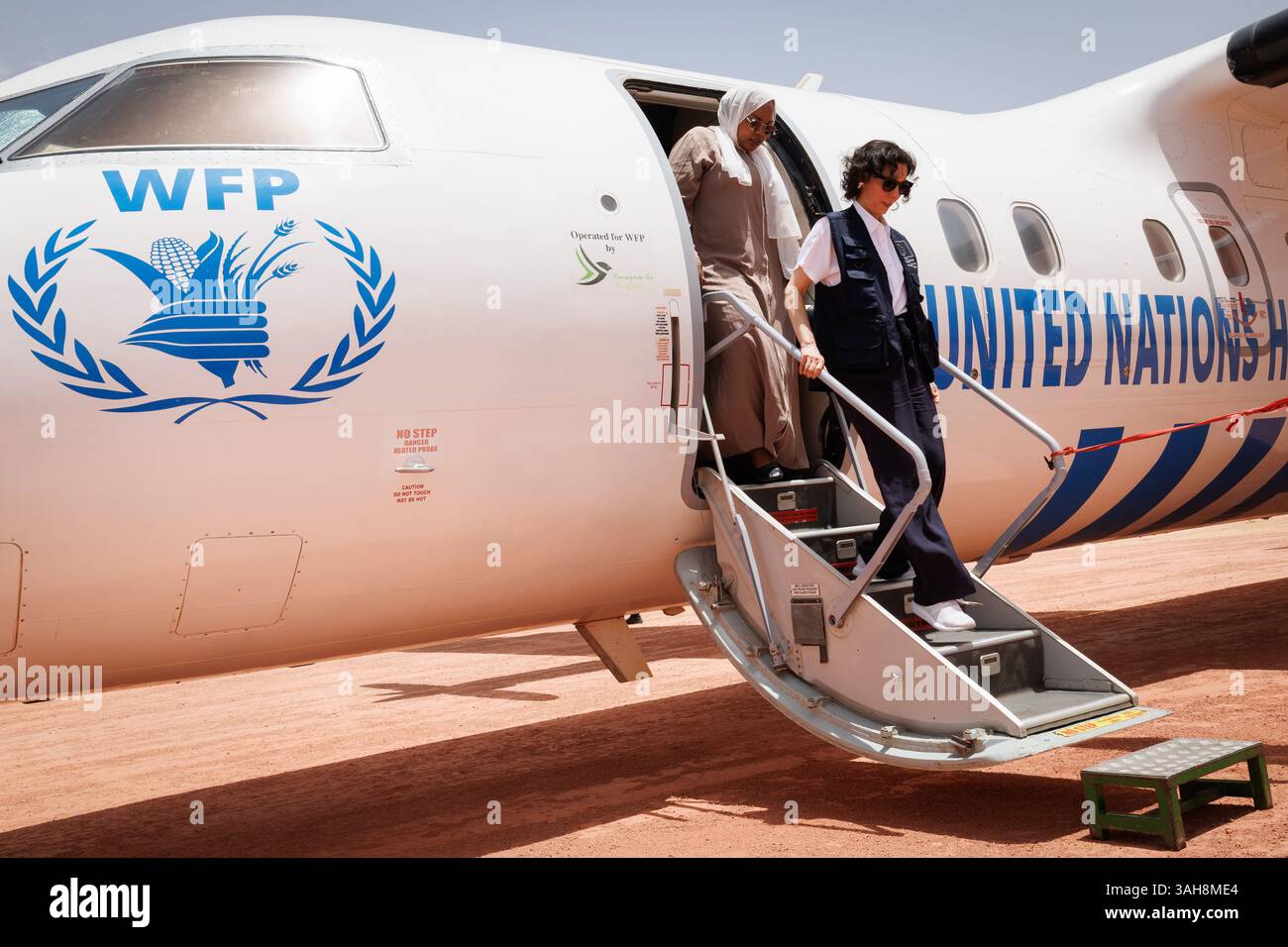 Adre, Chad. 09th Apr, 2025. Chad Minister Zara Mahamat Issa, Belgian EU ...